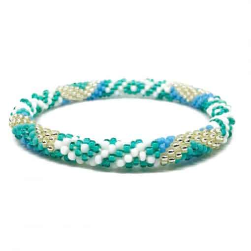 White, Shade of Blue and Silver – LiftedHope Nepal Bracelets.