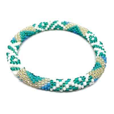 White, Shade of Blue and Silver – LiftedHope Nepal Bracelets.
